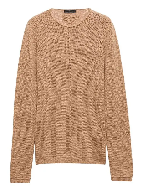 Prada Ochre Cashmere Long Sleeve Jumper - Brown