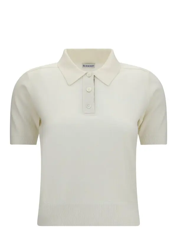 Burberry Wool Polo With Knitted Check Placket - Multicolor