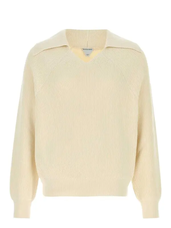 Bottega Veneta Cream Ribbed Knit Sweater - Yellow