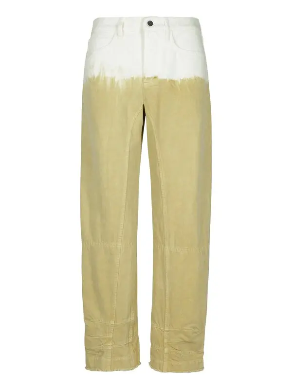 JIL SANDER Cotton Jeans With Gradient Pattern And Fringed Hem - Cream