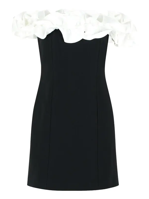 ROTATE BY BIRGER CHRISTENSEN Mini Dress With Ruffle Neckline - Black