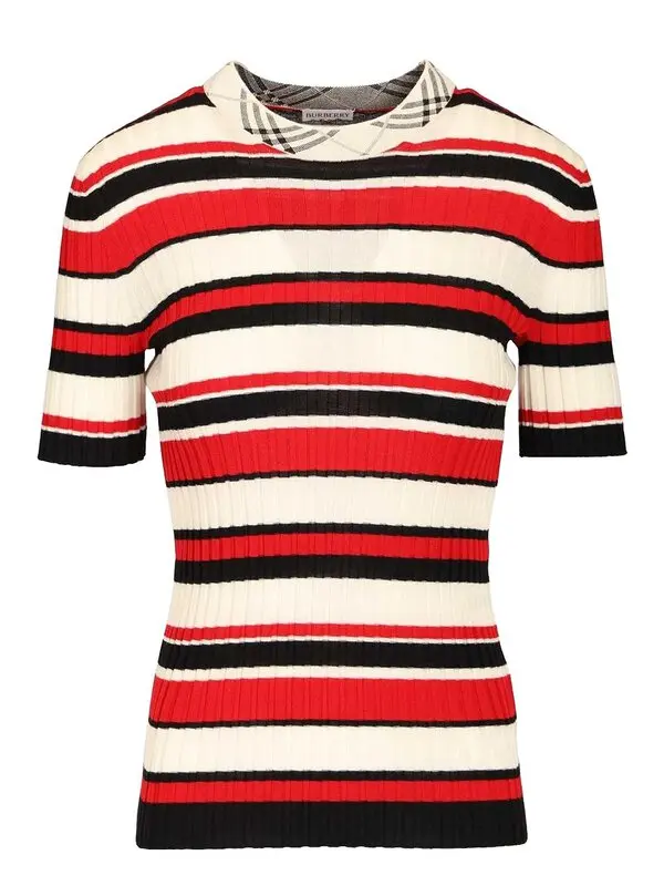 Burberry Ribbed Striped Knit T-shirt - Multicolor