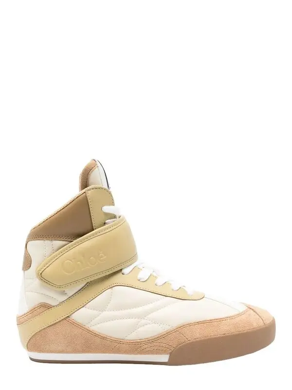 Chloé High Top Sneakers With Touch-strap Fastening - Cream