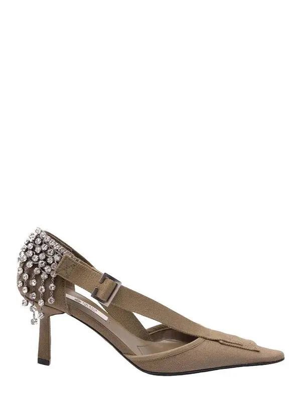 Prada Cotton Pumps With Embellished Heel - Multicolor