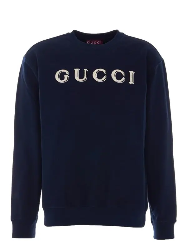 Gucci Embroidered Logo Sweatshirt - Blue