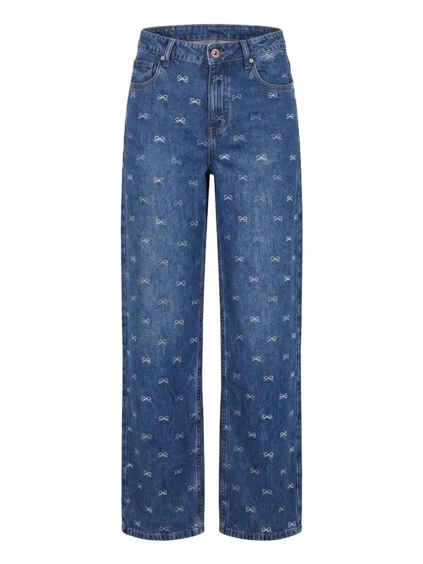 SELF-PORTRAIT Lightweight Bow Embellished Jeans - Multicolor
