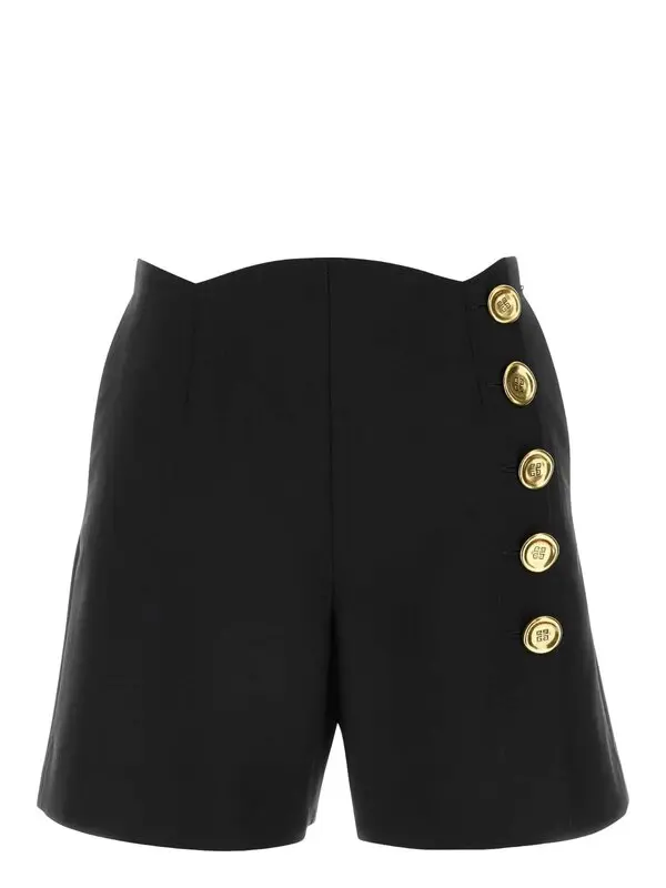 Givenchy Wool Blend Shorts With Button Detail - Black