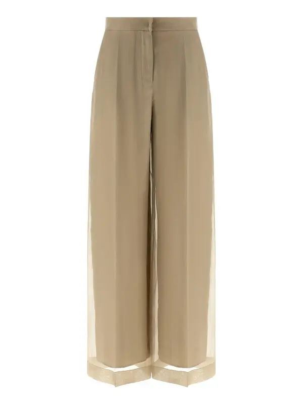 Max Mara Silk Organza Wide Leg Pants - Cream