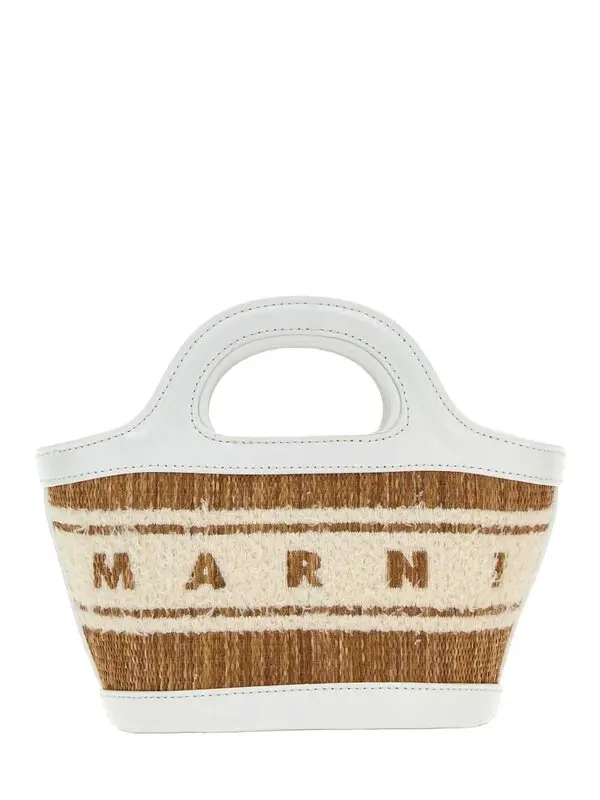 Marni Two-tone Raffia And Leather Micro Tropicalia Summer Handbag - Multicolor
