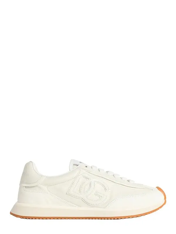 Dolce & Gabbana Leather Sneakers With Suede Inserts And Embossed Logo - White
