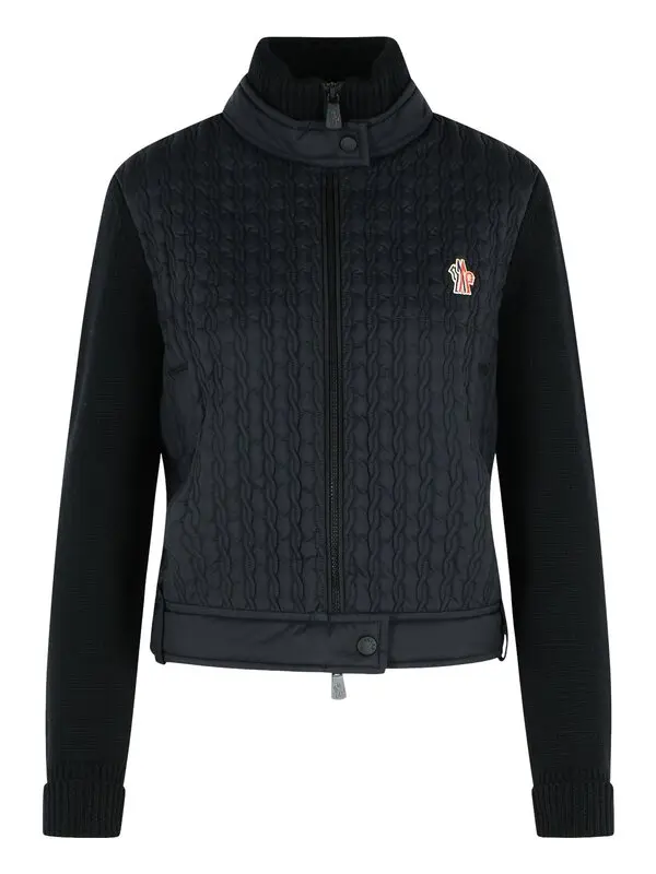 Moncler Virgin Wool Padded Cardigan - Black