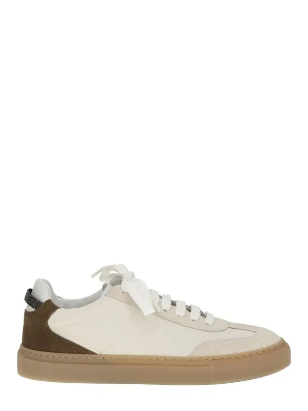 Brunello Cucinelli Suede And Leather Lace-up Sneakers - Multicolor