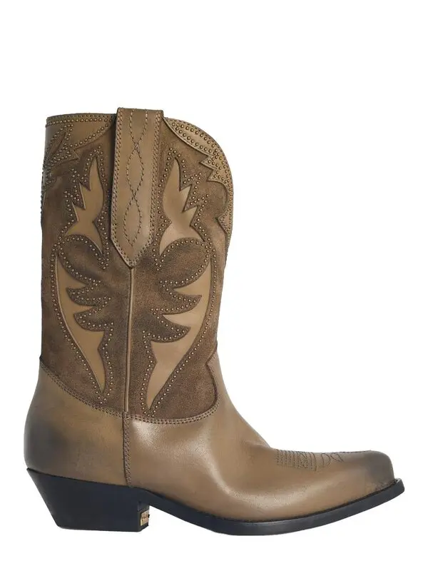 GOLDEN GOOSE Wish Star Low Khaki Leather Boots - Green