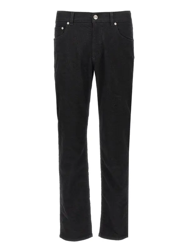 Etro Jacquard Stretch Cotton Blend Jeans - Black