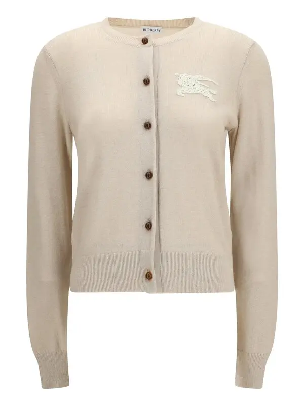 Burberry Cotton-wool Ekd Cardigan - Cream