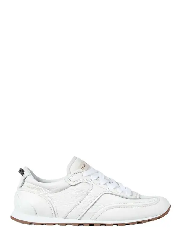Brunello Cucinelli White Leather Logo Lace-up Sneakers - Multicolor