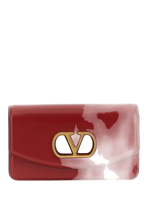 Valentino Garavani Calfskin Leather Clutch With Vlogo Signature - Red