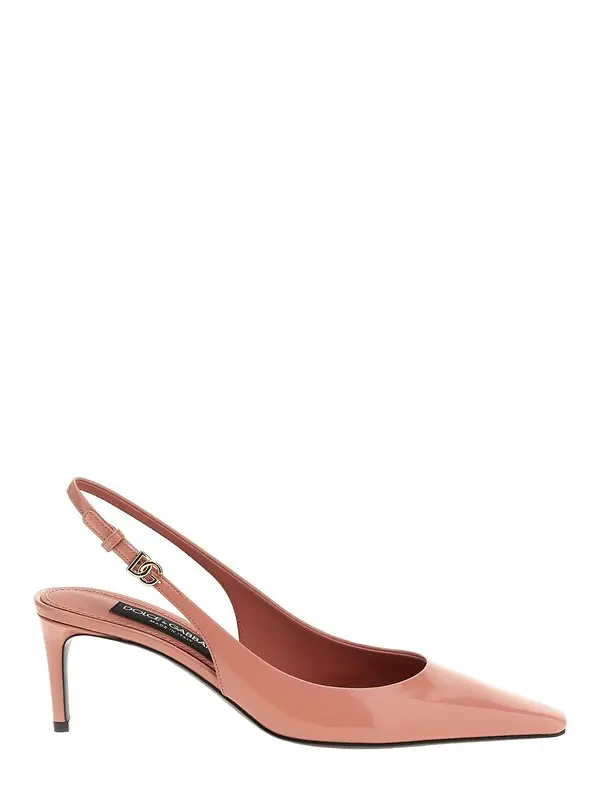 Dolce & Gabbana Dg' Slingback Heel In Shiny Calf Leather - Pink
