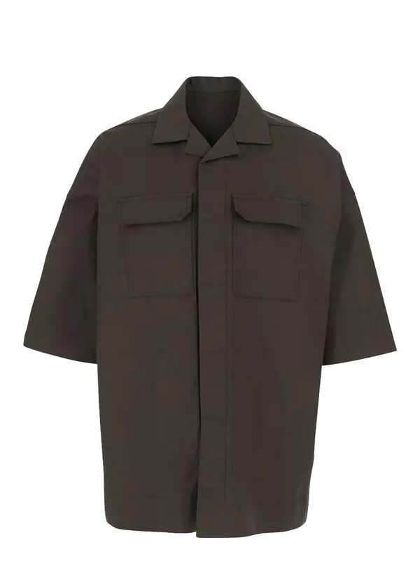 Rick Owens Magnum Bowling Shirt With Cuban Collar And Wide Short Sleeves In Brown For - Multicolor