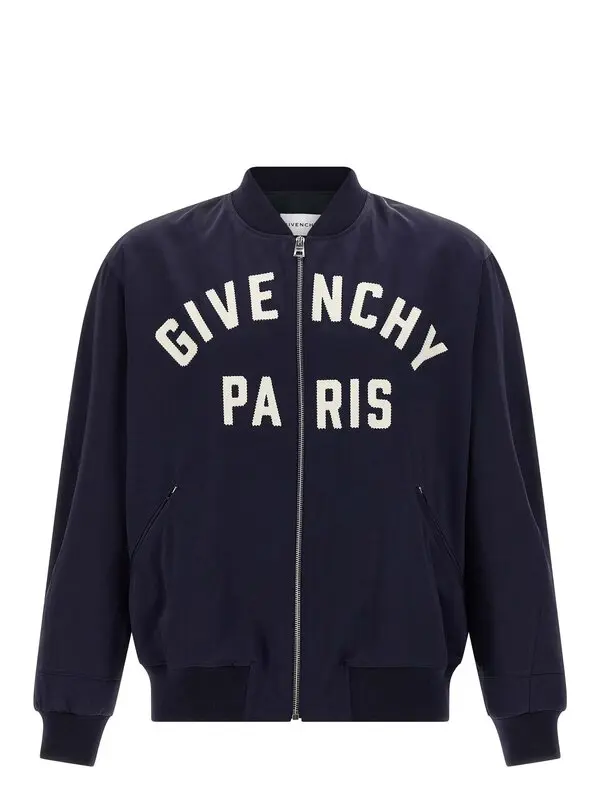 Givenchy Logo Patch Bomber Jacket - Blue