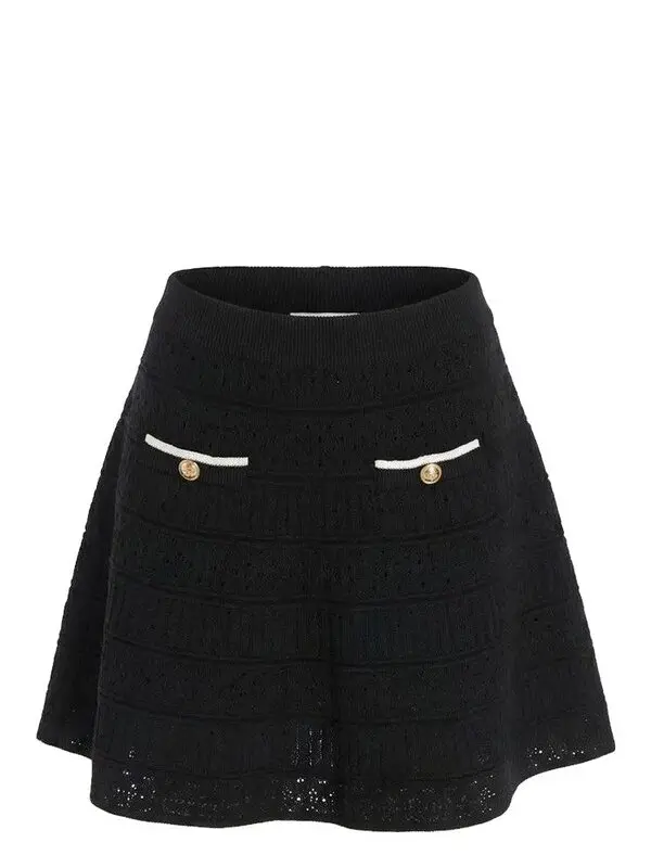 SELF-PORTRAIT Pointelle Knit Mini Skirt - Multicolor