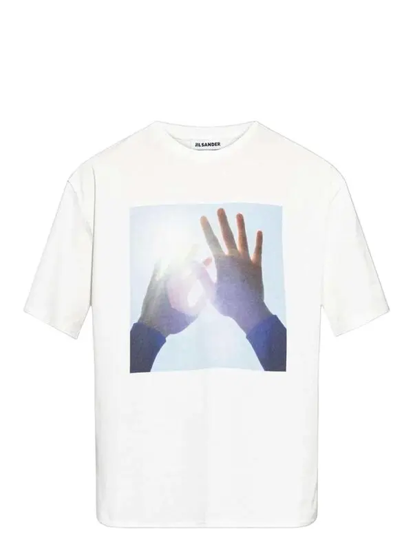 JIL SANDER Men`s T-shirt With Hands Print - Multicolor