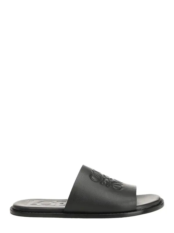 Loewe Calfskin Slide Anagram Sandals - Black
