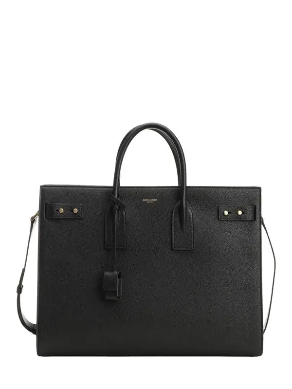 Saint Laurent Large Sac De Jour Bag In Grained Leather - Black
