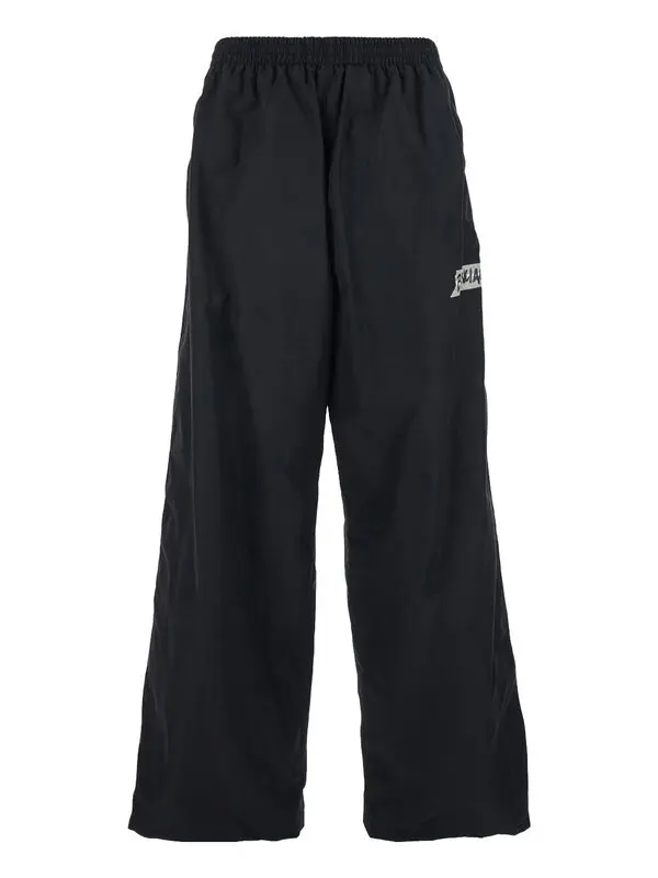 Balenciaga Black Cotton Blend Pants With Elastic Waist And Logo For - Multicolor