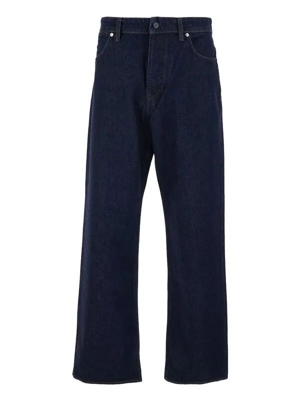Stone Island Straight Leg Denim Jeans With Logo Patch - Multicolor