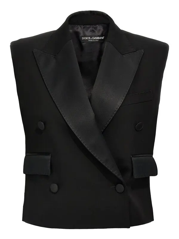 Dolce & Gabbana Tuxedo Vest In Wool Gabardine - Black