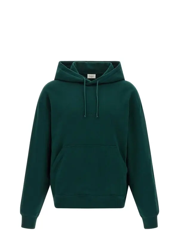 Saint Laurent Fleece Cotton Hoodie With Tonal Embroidery - Green