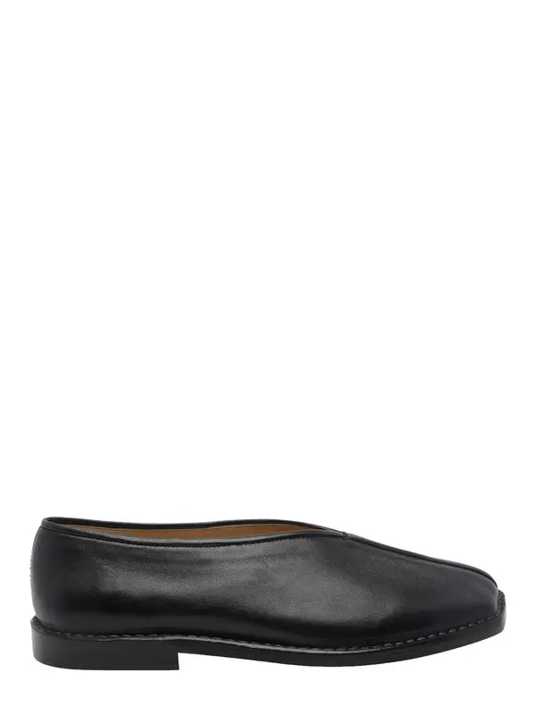 LEMAIRE Leather Flat Slippers - Black