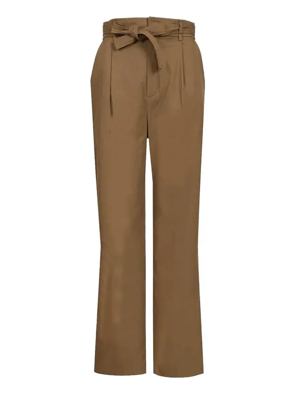Saint Laurent High-waisted Belted Straight Leg Trousers - Brown