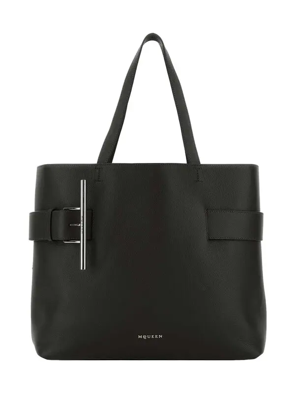 Alexander McQueen Leather T-bar Shopping Bag - Black
