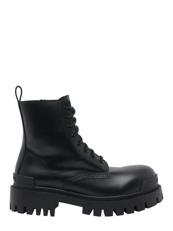 Balenciaga Strike Boots Leather Lace-up High-top - Black