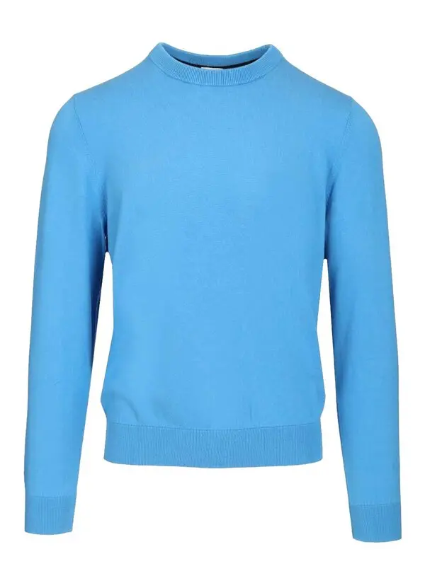Paul Smith Organic Cotton Ribbed Crew Neck Sweater - Blue
