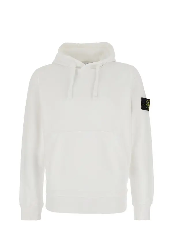 Stone Island Hoodie With Drawstring And Logo Patch - White