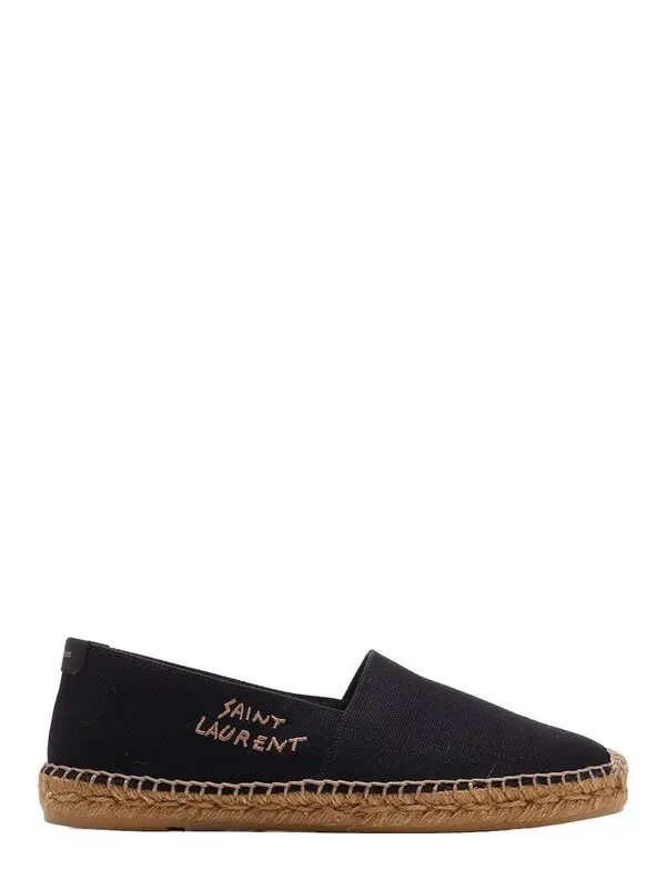 Saint Laurent Embroidered Cotton And Linen Espadrilles - Black