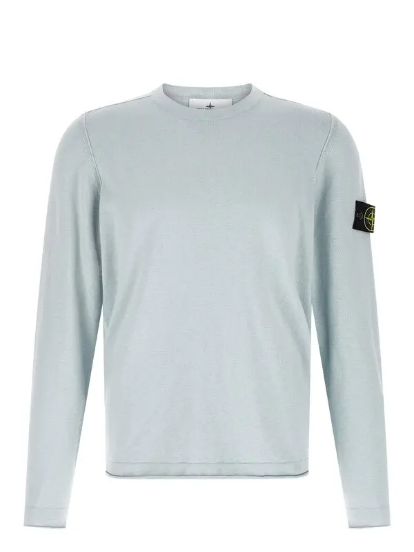 Stone Island 5100052 Fine Knit Cotton-nylon Blend Crew Neck Sweater - Blue