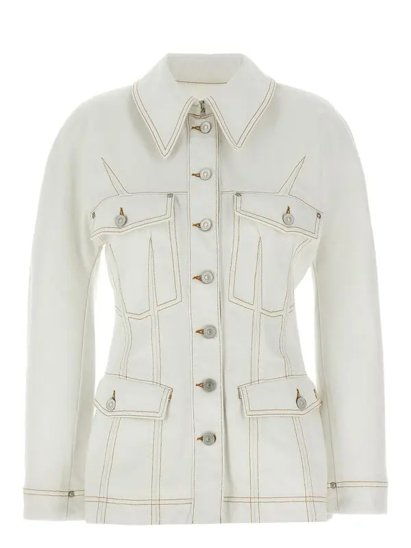 Givenchy Denim Jacket With Flared Design - White