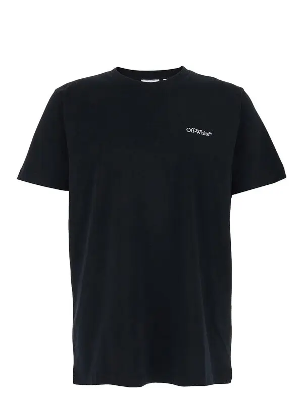 Off-White T-shirt With Logo On Front And Back In Cotton For - Black