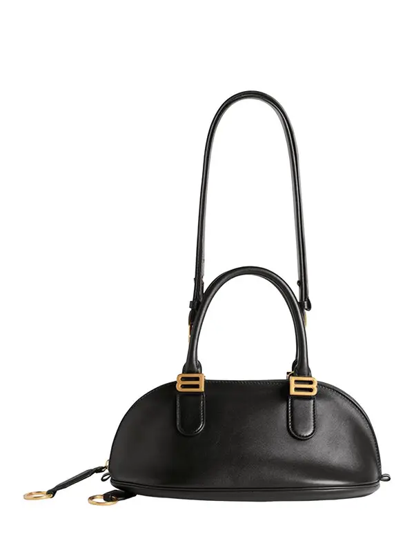 Balenciaga Mini Bowling Bag In Black Smooth Calf Leather - Multicolor
