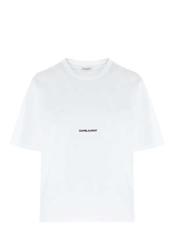 Saint Laurent Rive Gauche Cotton Crewneck T-shirt With Logo - White