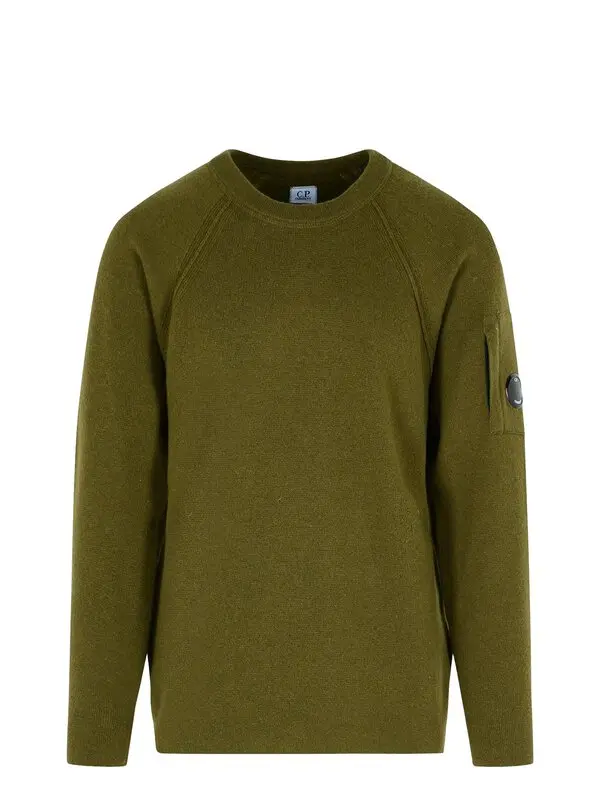 C.P. COMPANY Wool Blend Sweatshirt With Lens Logo - Green