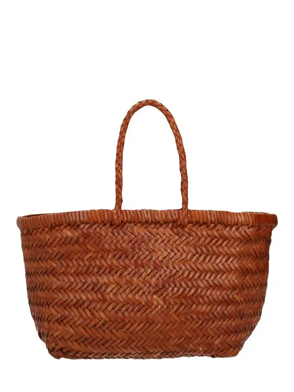 Dragon Diffusion Triple Jump Small Woven Leather Tote Bag - Brown
