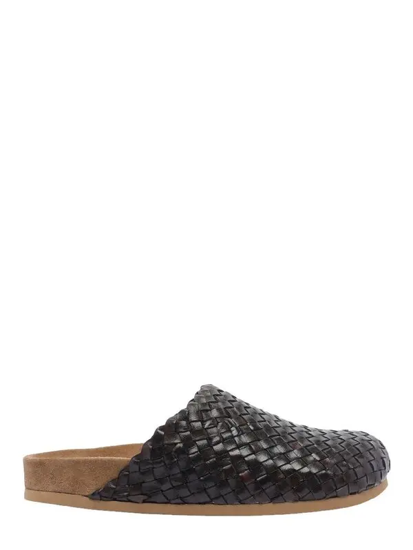 Dragon Diffusion Woven Leather Mules - Brown