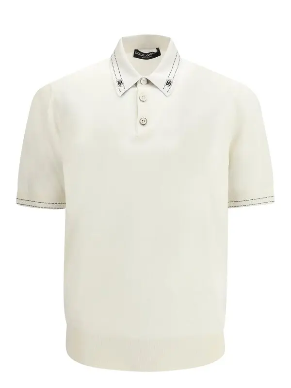Dolce & Gabbana Silk Polo With Collar And Short Sleeves - Multicolor