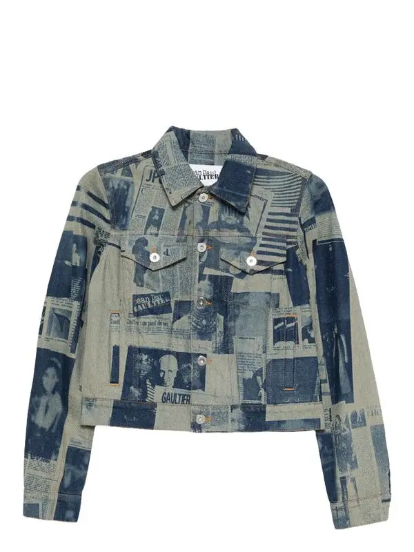 JEAN PAUL GAULTIER Denim Jacket With Newspaper Print - Blue