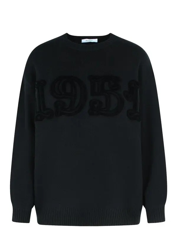 Max Mara Wool And Cashmere Sweater With Lettering - Black